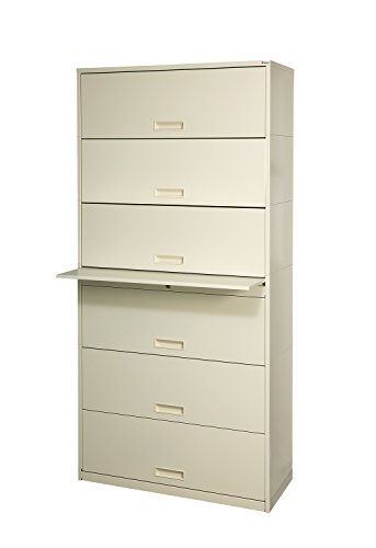 Datum Storage Stak-N-Lok 200 series 6H open shelf With Receding Doors and locking cabinet, 36", Bone White