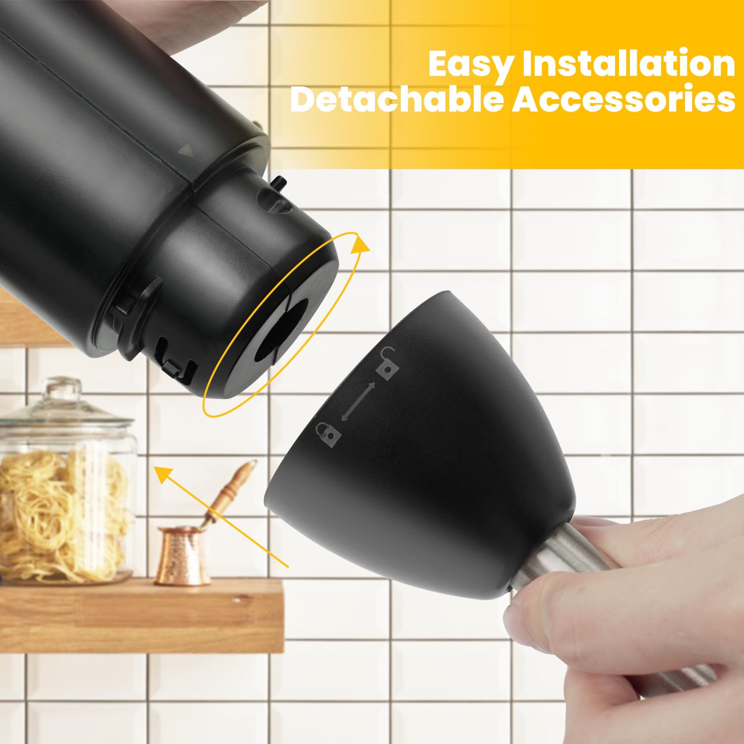 TUMIDY Cordless Immersion Blender with Egg Whisk and Chopper, Rechargeable Turbo Mode Hand Mixer, 2-in-1 Heavy Duty Portable Handheld Blender