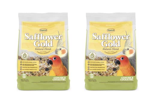Higgins 2 Pack Safflower Gold Natural Conure & Cockatiel Food. 3 LBS. Ea Safflower Gold Natural Conure & Cockatiel Food. 2 Bags 6 Pounds Total.