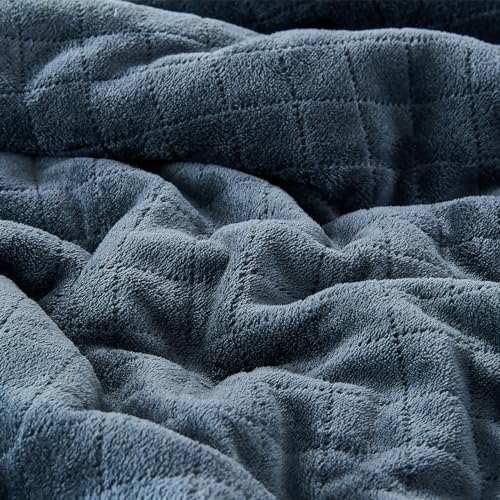 Cupocupa Velvet Comforter Set; 3 Pieces Ultra Soft Plush Warm Bedding Comforters ;Modern King Comforter Sets for Fall and Winter (Navy Blue King)