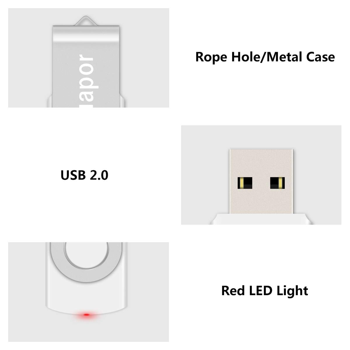 Exmapor 5 Pack USB Flash Drive 32GB Swivel Thumb Drives for Storage USB Stick(Mixed Color: Black, Red, Green, Blue, White)