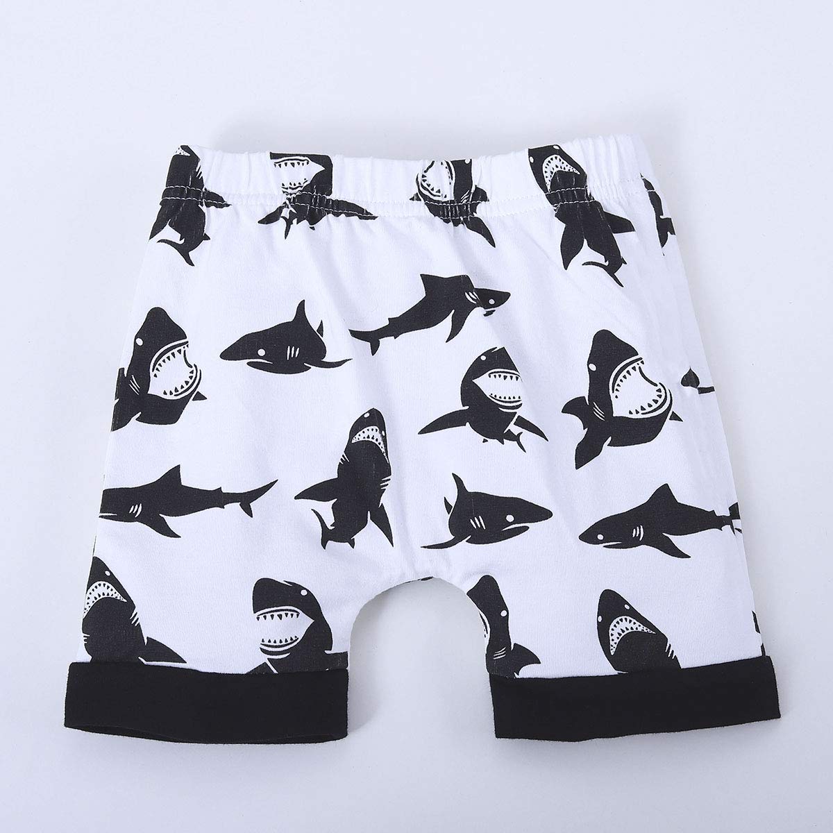 U·nikaka Toddler Baby Boy Cartoon Short Sleeve Button Down Shirt & Casual Shorts Kids Summer Outfits Clothes Set Black, 12-18 Months