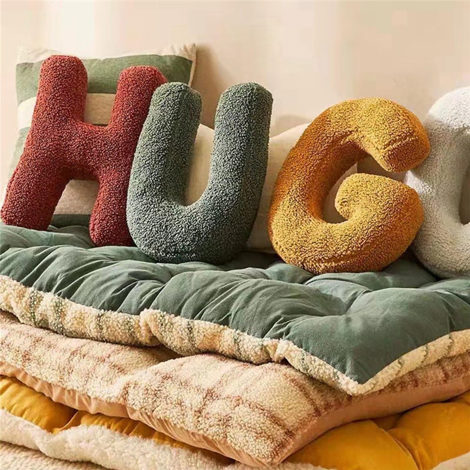 huraty Light Blue Letter Pillow Soft Couch Decorative Alphabet Cushion Boys Girls Gifts Kids Accent Room Decor (E, 14.9" Lx11.8 W)