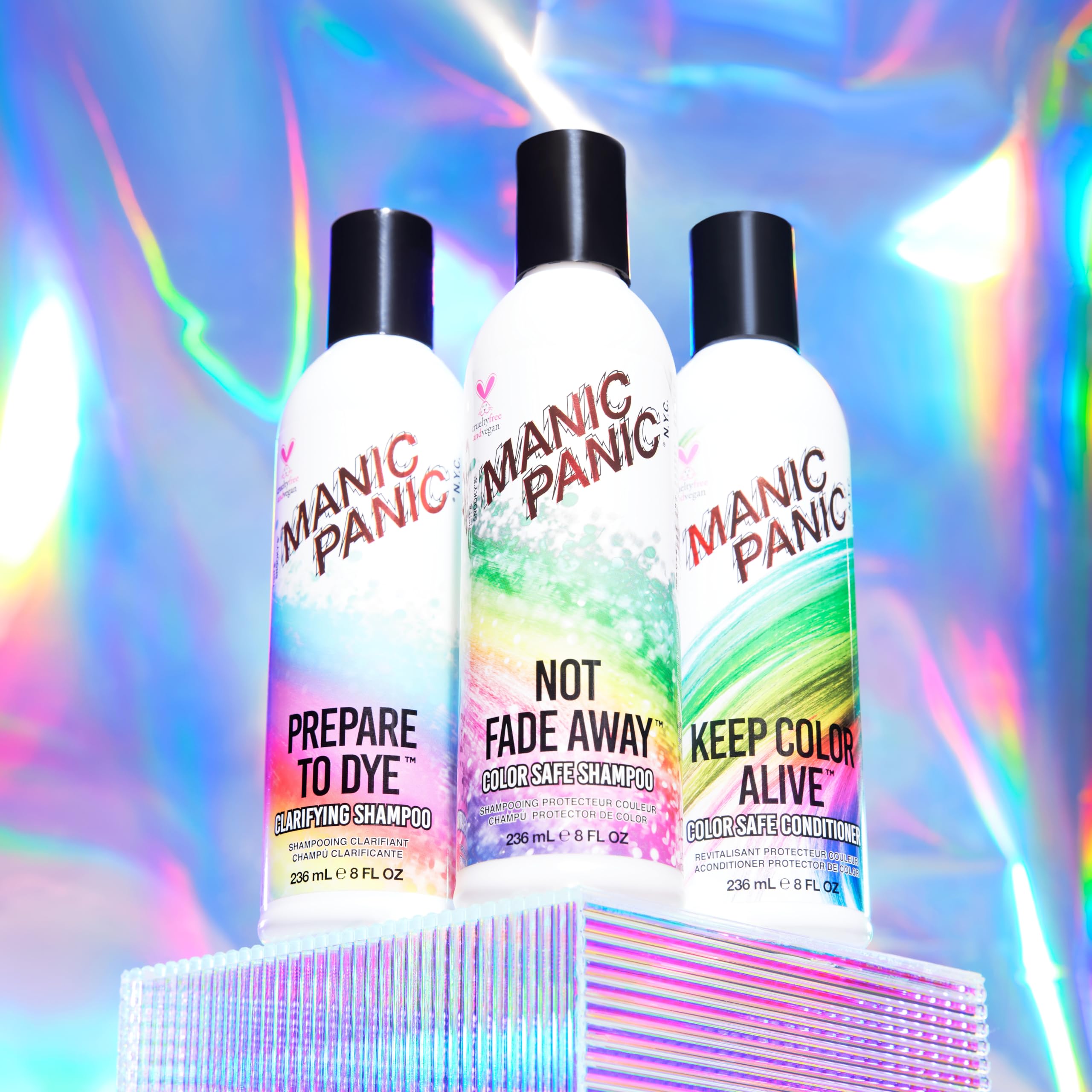 MANIC PANIC Not Fade Away Color Safe Shampoo for Color Treated Hair - Sulfate & Paraben Free - Vegan & Cruelty Free Moisturizing & Volumizing Shampoo (8oz)