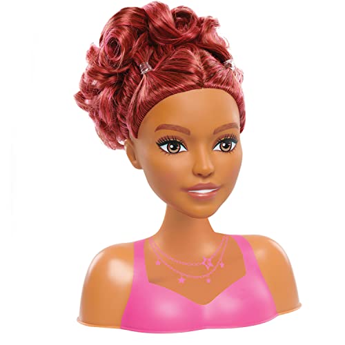 Barbie Small Styling Head, Brown Hair, 17-pieces, Pretend Play, Kids Toys for Ages 3 Up, Amazon Exclusive