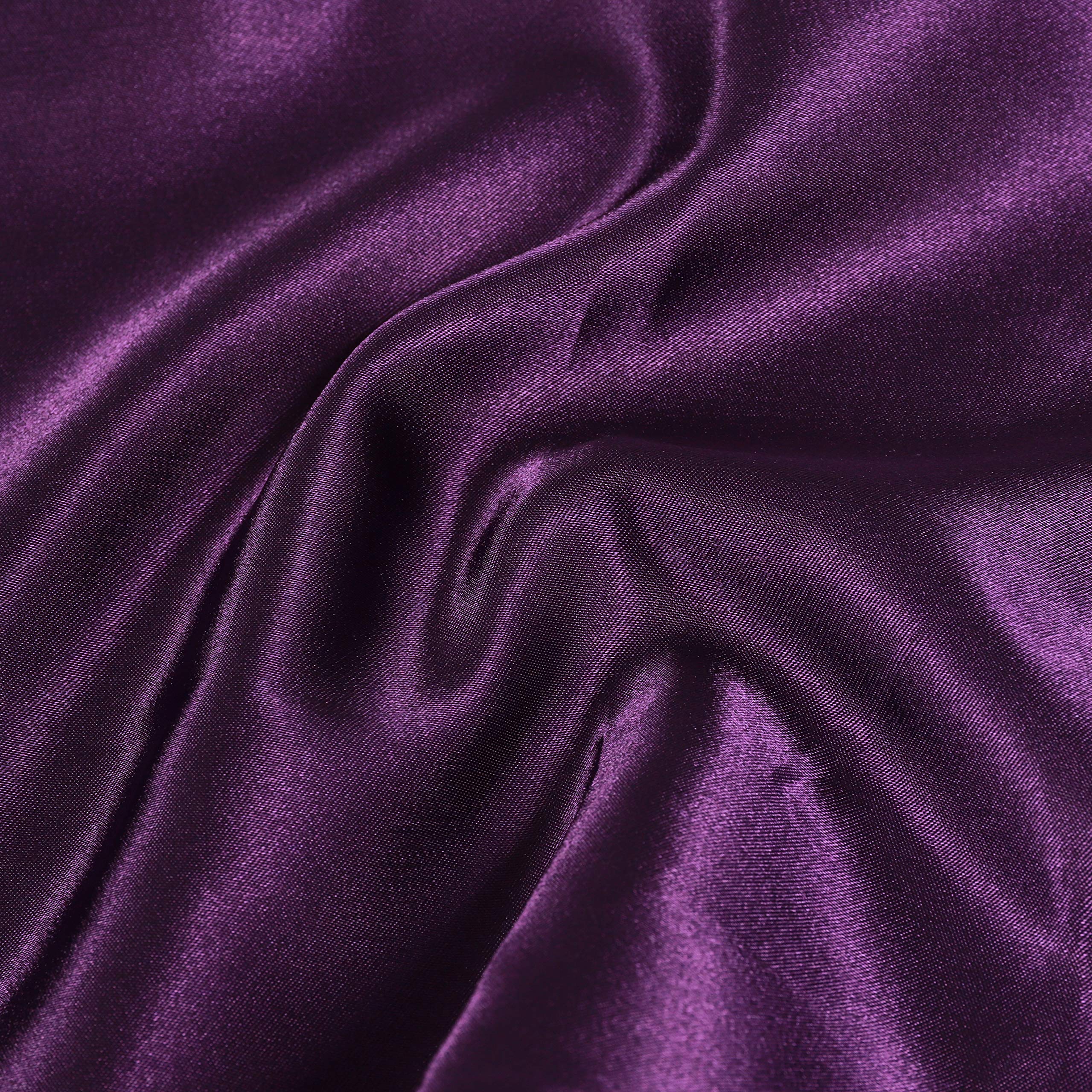 EHP Solid Satin Crib Skirt Dust Ruffle, Nursery Crib Toddler Bedding Skirt with A 13" Drop (27" X 51" + 13", Purple)