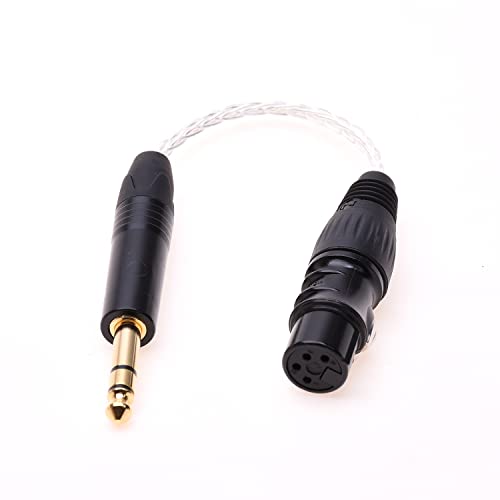GAGACOCC 8 Cores Braid Pcocc Silver Plated Cable 1/4 6.35mm Male to 4-pin XLR Female Balanced Cable Hi-end Headphone Audio Adapter