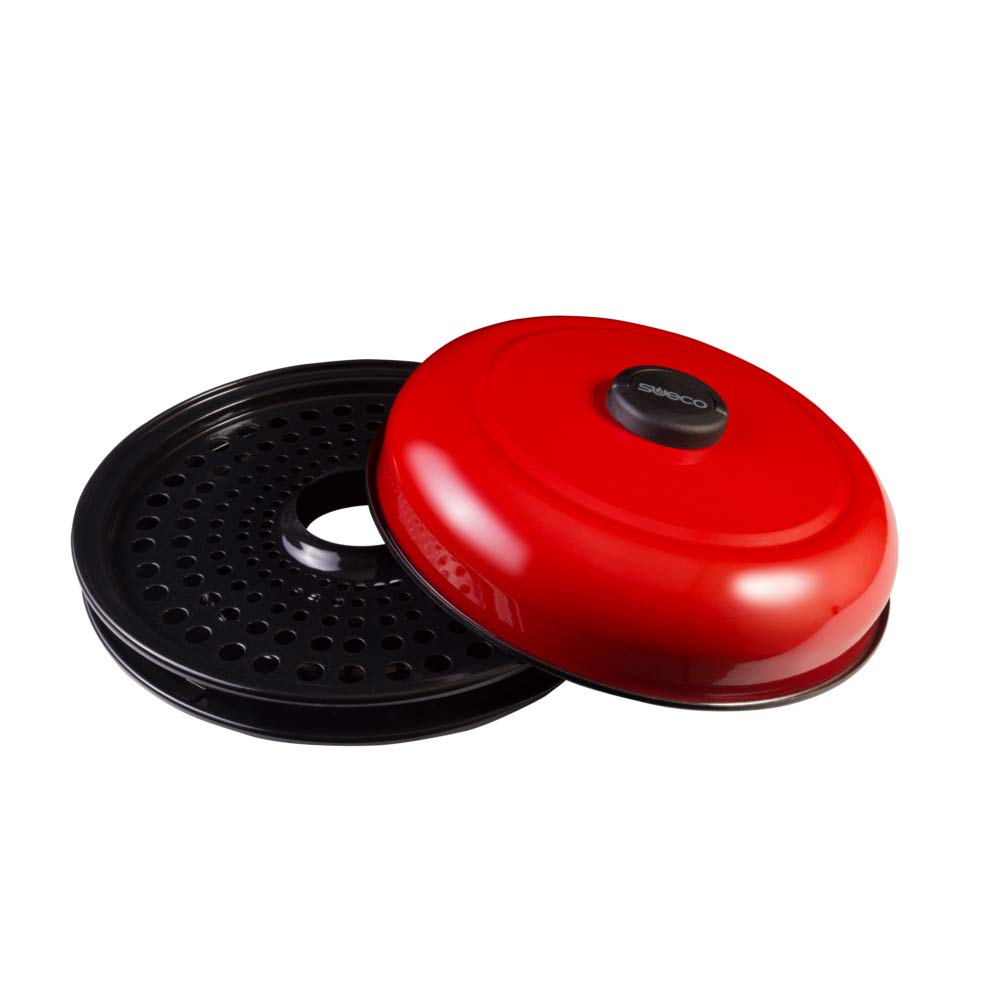 AsaTodo Indoor Smokeless Grill, Nonstick Stovetop Grill Pan and Plate for Inside Barbeques, Grills and Roasts, Easy to Clean Gas Stovetop Grill Plate and Pan, Perfect for Gas Stove Tops, Red