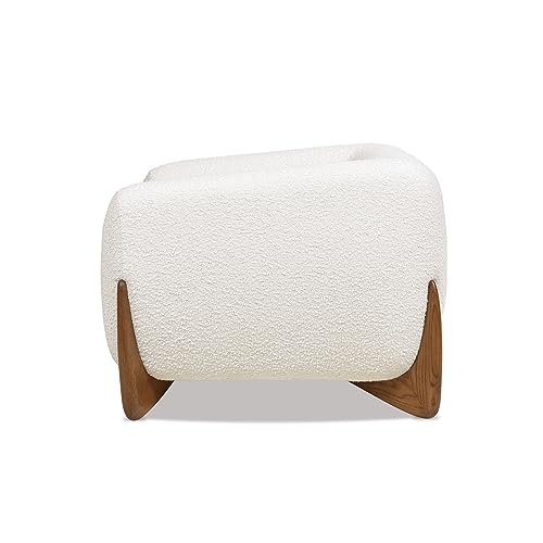 Jennifer Taylor Home Alpine 43.5" White Boucle Modern Scandinavian Minimalist Round Arm Sherpa Living Room Arm Chair