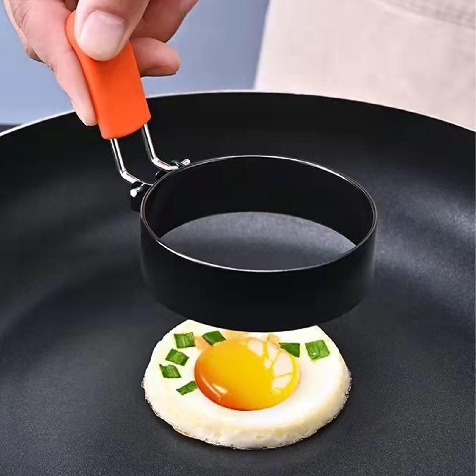 6" Pancake Ring 4" Egg Ring for Griddle,Non-Stick Stainless Steel 6 Inch Pancake 4 Inch Egg Ring for Frying Egg Crumpet Ring Muffin Ring with Silicone Handle(2X 6" Pancake Ring + 2X 4" Egg Ring)