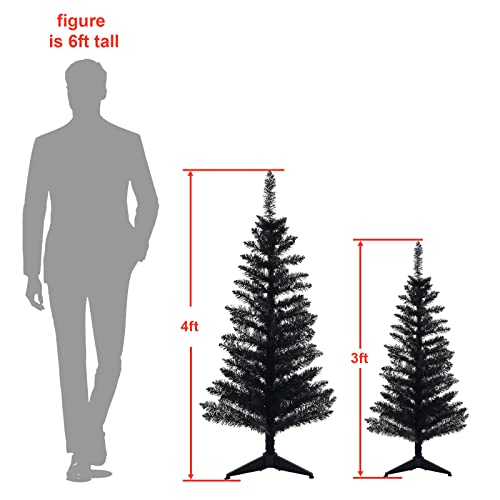 Artificial Christmas Tree,Halloween Decoration Tree Xmas Pine Tree with PVC Leg Stand Base Holiday Decoration for Indoor and Outdoor(4ft Black