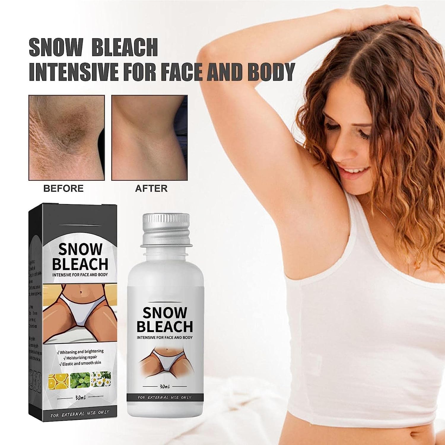 3Pcs Snow Bleach Cream,Snow Bleach Cream For Private Part Underarm Whitening,Dark Spot Remover For Body,Skin Bleaching Cream,Dark Spot Corrector For Intimate Areas, Neck, Armpit, Knees, Elbows