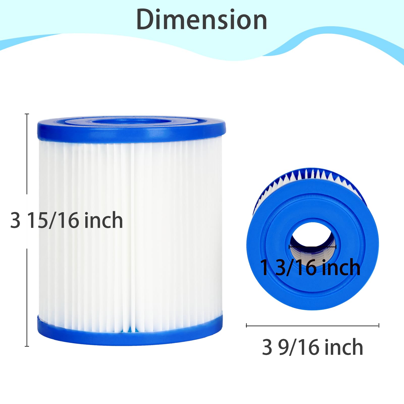 6-Pack Type H Pool Filter Replacement for Intex 330 GPH Filter Pump for Above Ground Pools, Replace Type H, 29007E