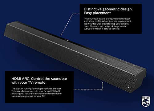 PHILIPS Soundbar with Wireless Subwoofer, Sound bar for tv 2.1-Channel Bluetooth, 300 Watts Dolby Audio Performance, Theater Audio Speakers
