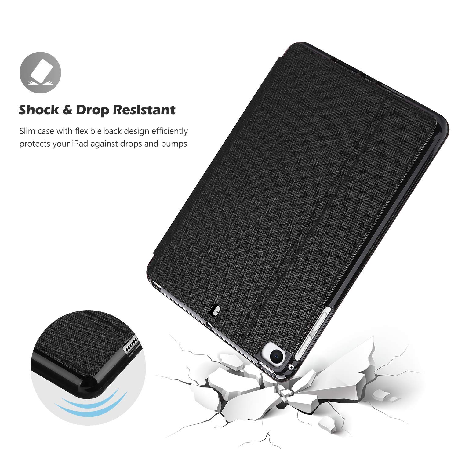 ProCase Book Cover for iPad Mini 5 Generation 2019/ Mini 4 3 2 1, Slim Stand Protective Folio Case Smart Cover for iPad Mini 5/4/3/2/1 -Black