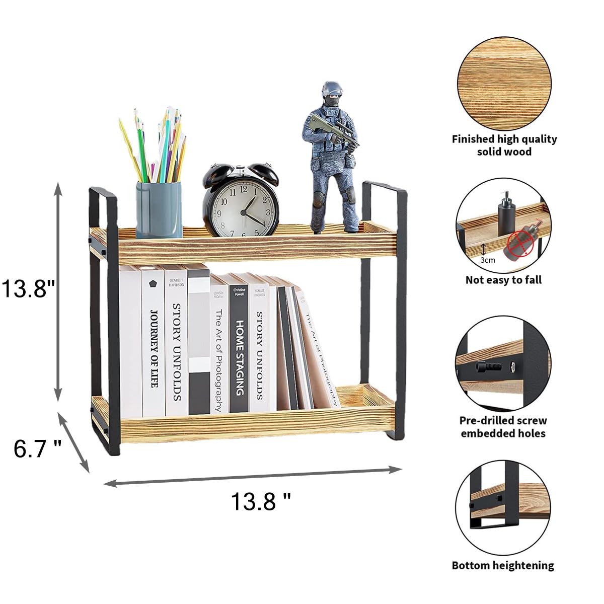 MOKIUER 2-Tier Bathroom Organizer Countertop Wood Bathroom Counter Organizer Shelf Skincare Organizers Cosmetic Storage, Standing Vanity Organizer Vanity Tray for Bathroom Kitchen Organization