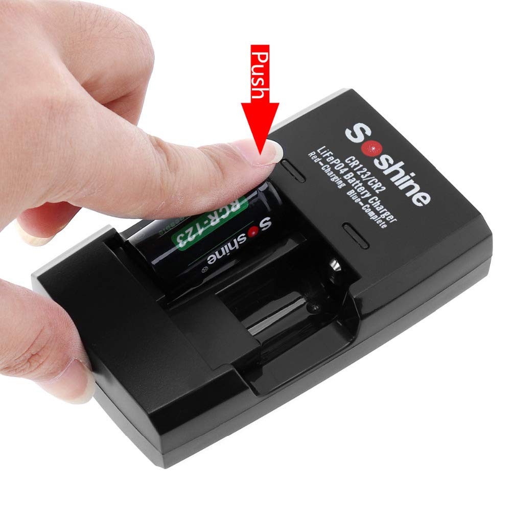 Soshine CR2 RCR123A Battery Charger for RCR123 16340 CR2 15270 LiFePO4 Battery 3V Rechargeable Batteries (Charger)