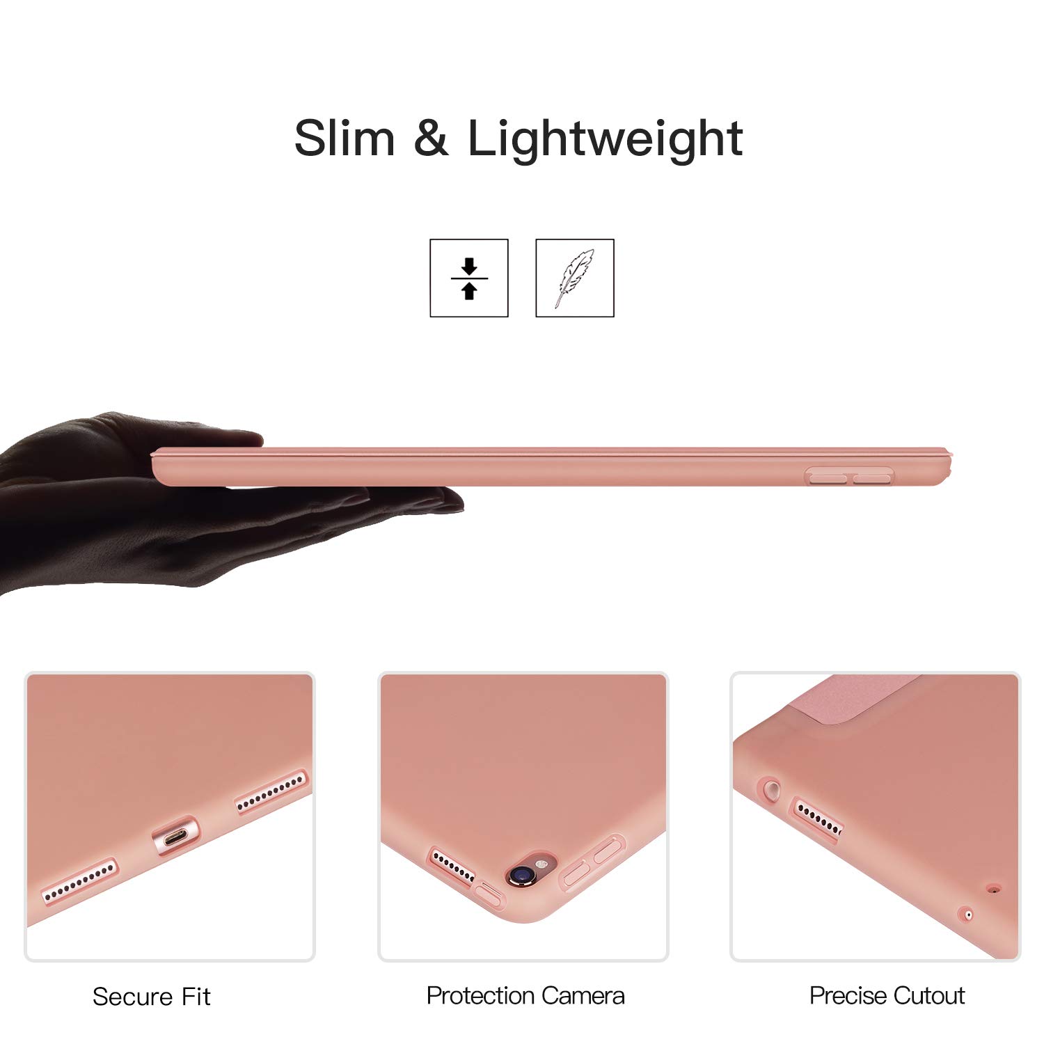 Ztotop Case for iPad Air 10.5" (3rd Gen) 2019/iPad Pro 10.5" 2017 with Pencil Holder, Ultra Slim Soft TPU Back and Trifold Stand Cover with Auto Sleep/Wake Full Body Protective Smart Case Rose Gold