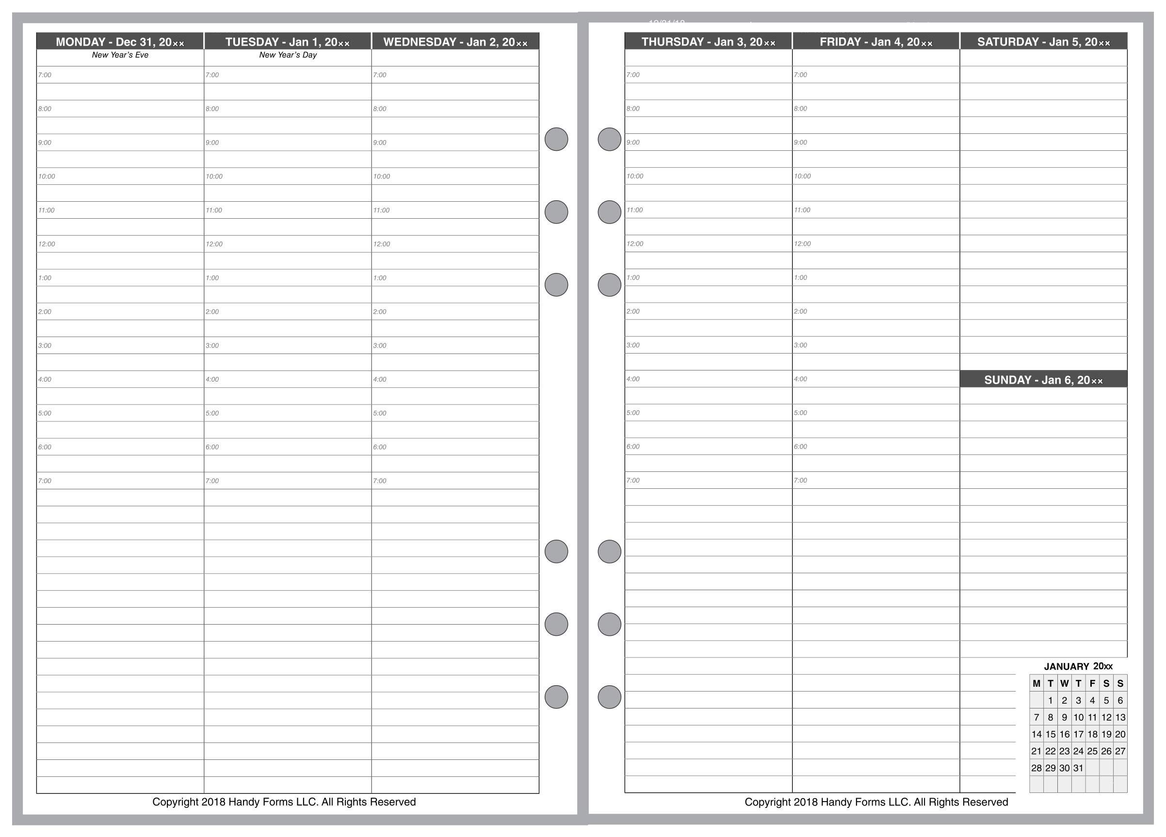2022 Weekly Planner for A5 Size notebooks by FiloFax, Kikki-K and Others. 2 Pages Per Week, Week Starts on Monday. Style V, with Lines.