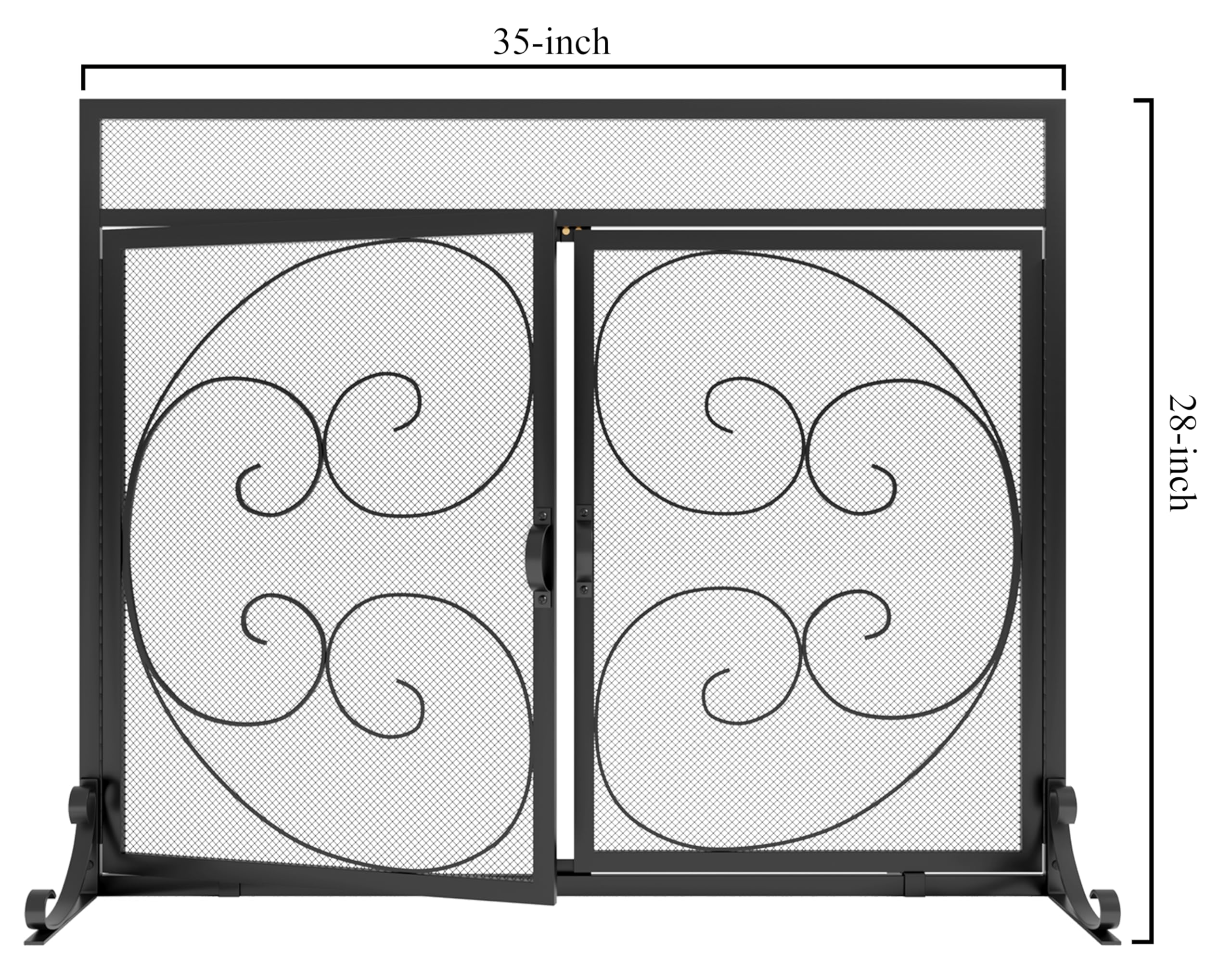 Fire Beauty Fireplace Screen with Magnetic Doors,Large Metal Fireplace Screen for Home,Spark Guard,Decorative Metal Furnace Fireguards,Baby Safe Spark Guard Protector,Black