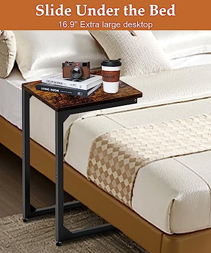 Artigarden C Table End Table with Metal Frame Small Side Table for Couch, Sofa TV Tray Table for Living Room, Bedroom, Bedside Matte Black