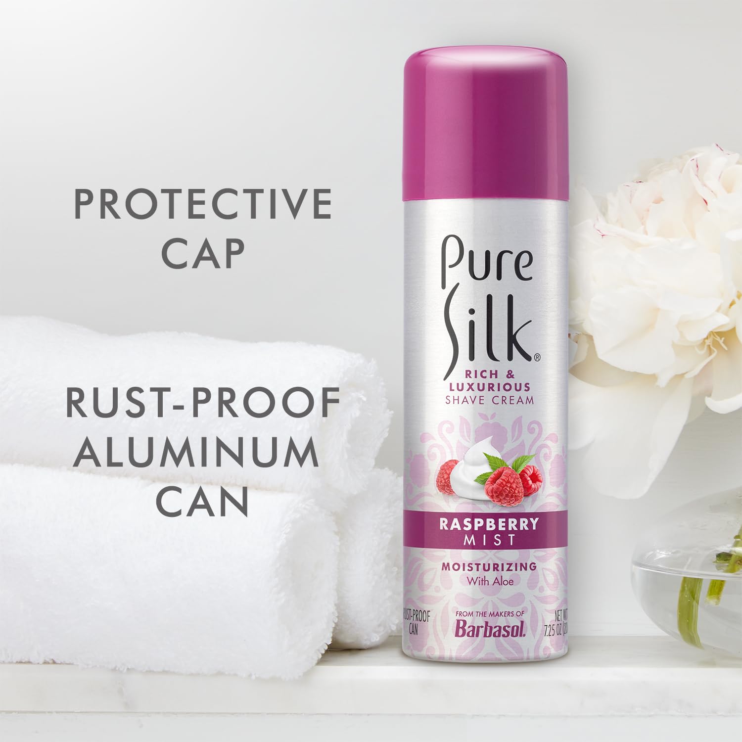 Pure Silk Raspberry Mist Spa Therapy Shave Cream for Women, 7.25 Oz, Pack of 6
