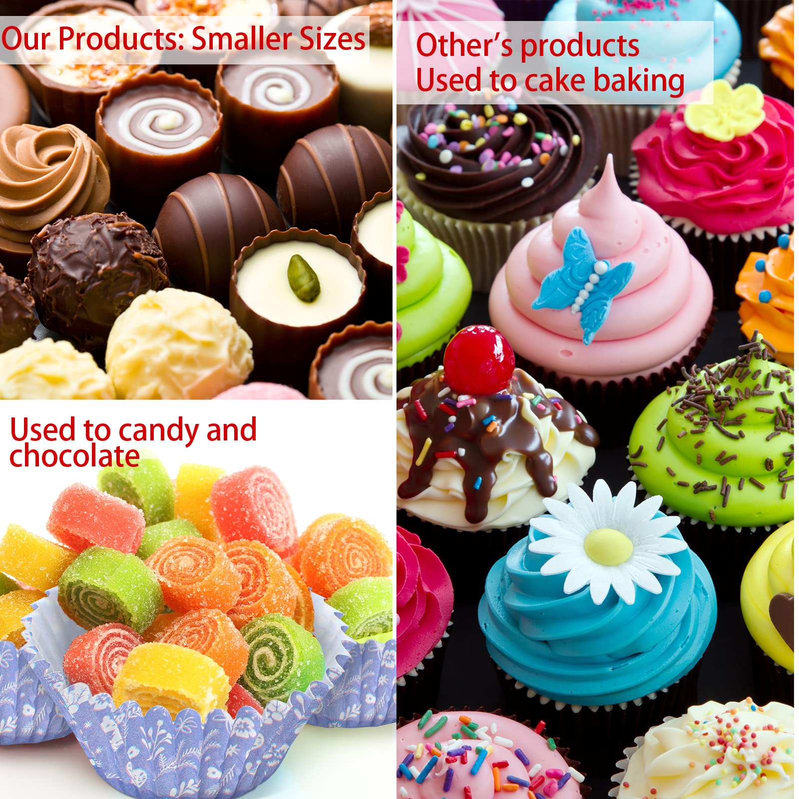 600 count Cupcake Baking Cups Muffin Cupcake Liners Candy Cup Mini Colorful Cupcake Wrappers Rainbow Combo Disposable Baking Cups Set for Birthday Party Wedding Cake Paper Cup Greaseproof Paper