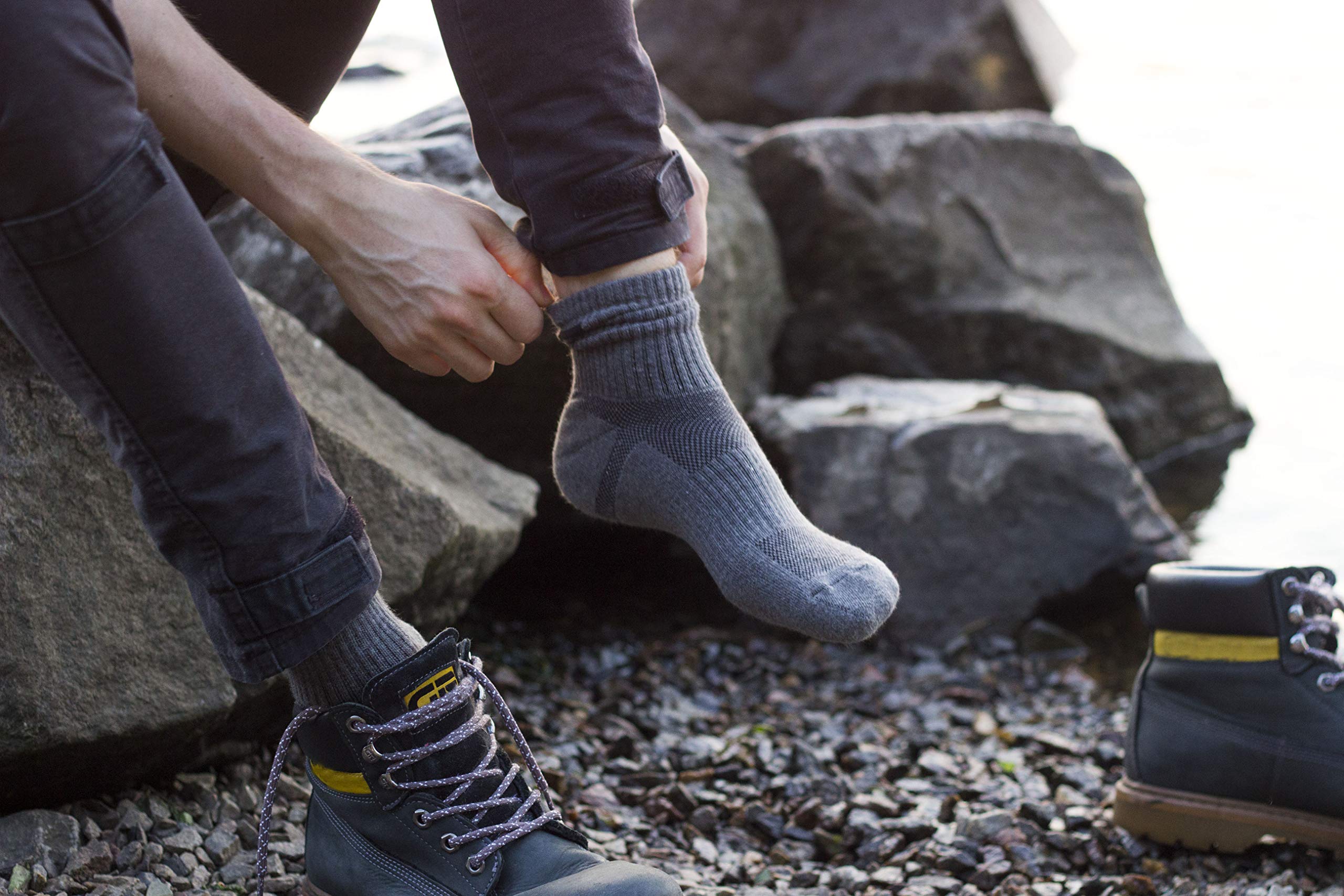 281Z Military Cotton Micro Crew Boot Socks - Cushioned Sole - Moisture Wicking - Odor Resistant - Hiking Trekking Outdoor (Dark Grey Small 4 Pairs Pack)