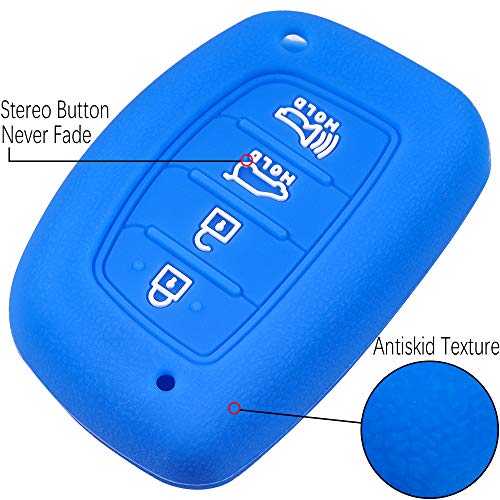 4 Buttons Silicone Case Protector Key Fob Cover Smart Car Remote Holder for Hyundai Elantra Sonata Tucson I40 IX35 I45 SMART Key (NOT FLIP KEY) … (1Pcs Black 1Pcs Rose)
