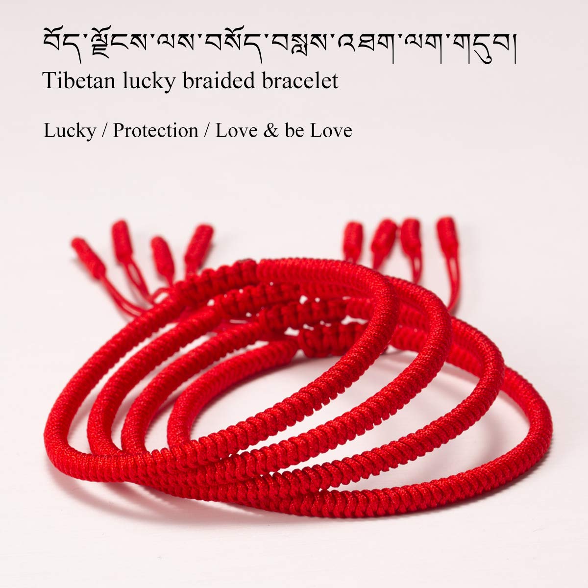 ASEWIHA Tibetan Lucky Red String Woven Bracelet for Protection Men Women Good Luck Red Thread Bracelet Handmade Knots Red Black Cord Rope Bracelet Adjustable,E