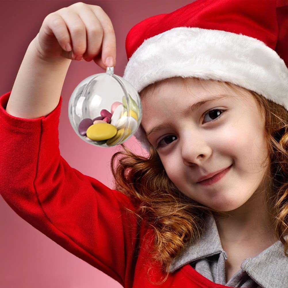 24 Pack 70mm Clear Fillable Ornaments Balls,DIY Plastic Christmas Tree Decorations Balls,Transparent Ball Gifts for Wedding,Party,Home Decor