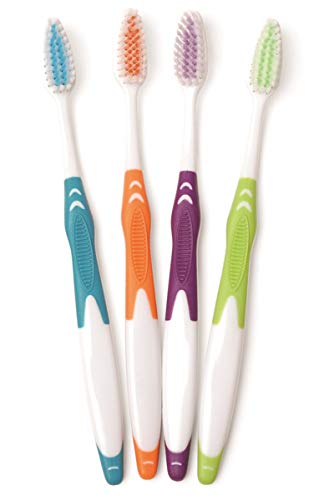 FRESHMINT (144 Pack) Individually Wrapped Premium Toothbrushes, Oversized Easy Grip Rubber Handle, Soft Multi Color Nylon Bristles, Bulk Packed, No Cutting or Tearing Apart Required.