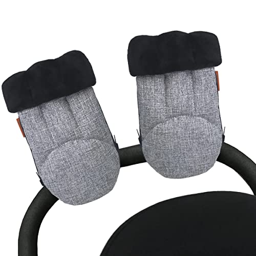 liuliuby CozyMitts - Insulated Stroller Gloves/Stroller Hand Muff - Stroller Accessories for Winter - Water Repellent Stroller Mittens for Freezing Cold Weather - Hand Warmers (Heather Gray)