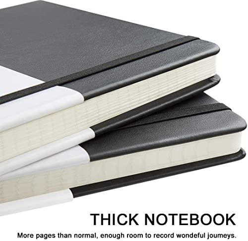 Huhuhero Journal Notebooks, College Ruled Notebook, Premium Thick Paper Lined Journal, Black Hardcover Notebook for Office Home School Business Writing Note Taking Journaling, College School Supplies 5"×8.25" (5, Black)