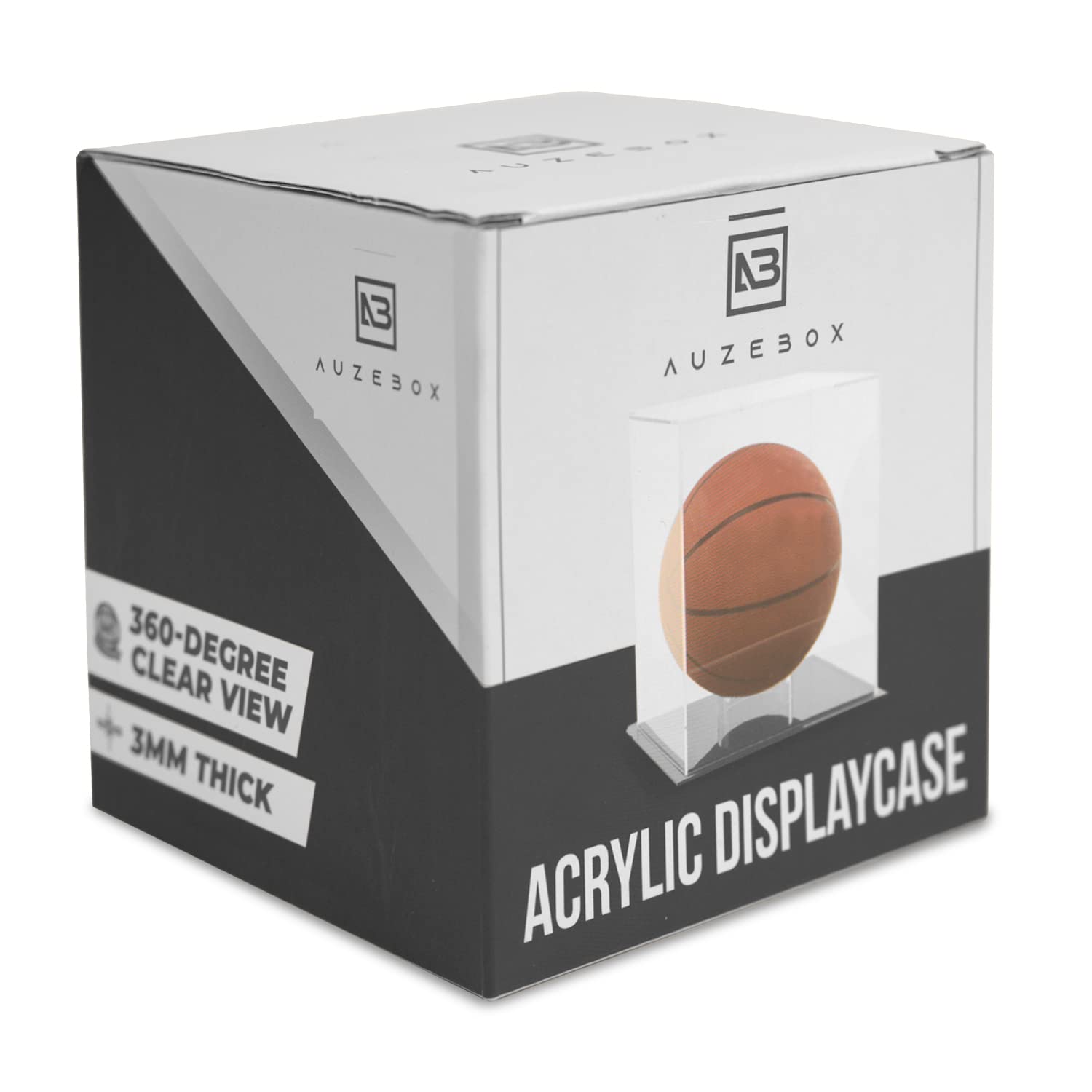 AUZEBOX Acrylic Display Case with Black Base- Highly Transparent, Dustproof and Clear Vision Lego Display Case for Action Figures, Legos, Trophy, Model Cars, and Any Toy Collectables 4x4x4 Inches