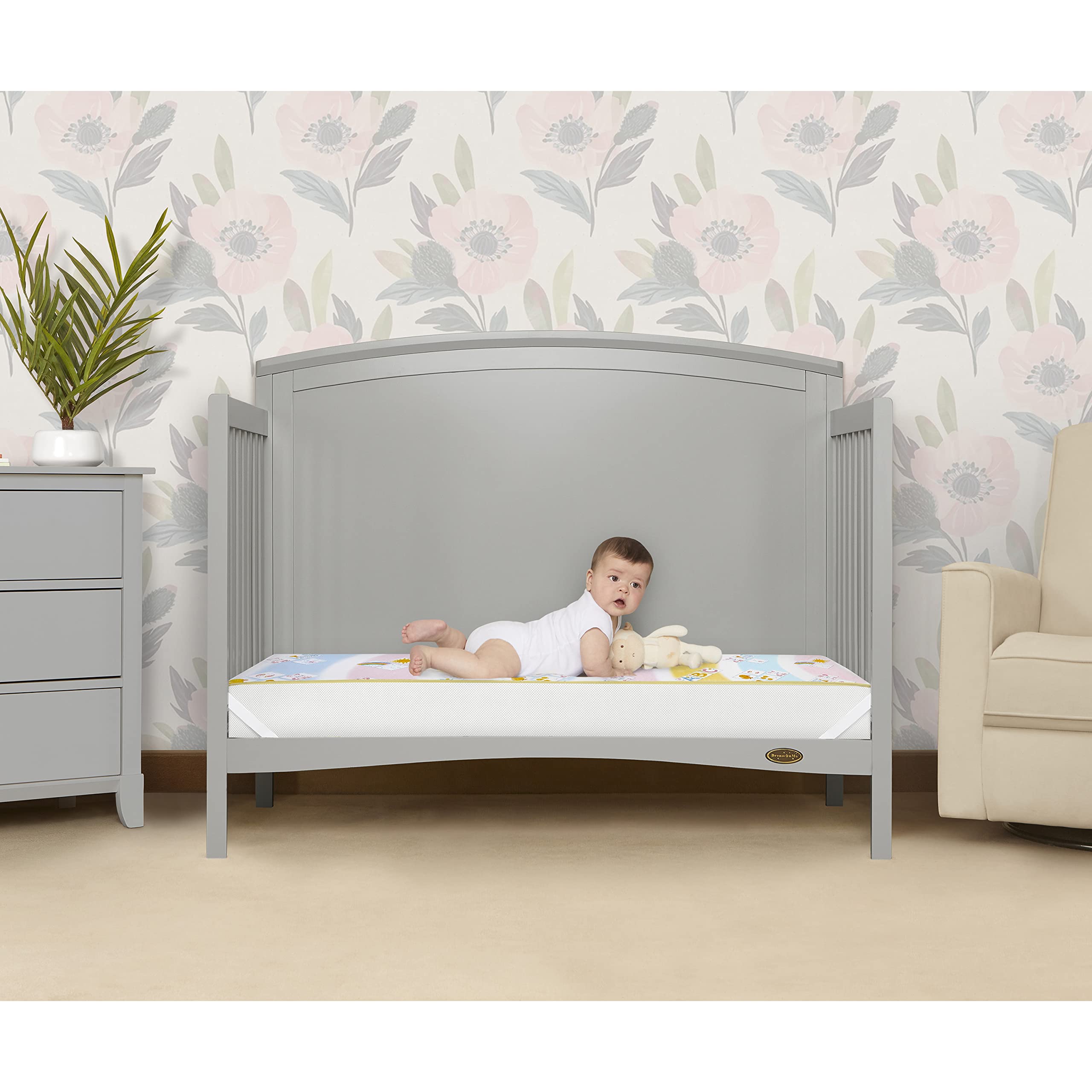 Dream On Me Breathable 4” Full Size Fiber Standard Crib and Toddler Mattress, Greenguard Gold Certified, Waterproof Cover, Reversible Design, Environment Friendly