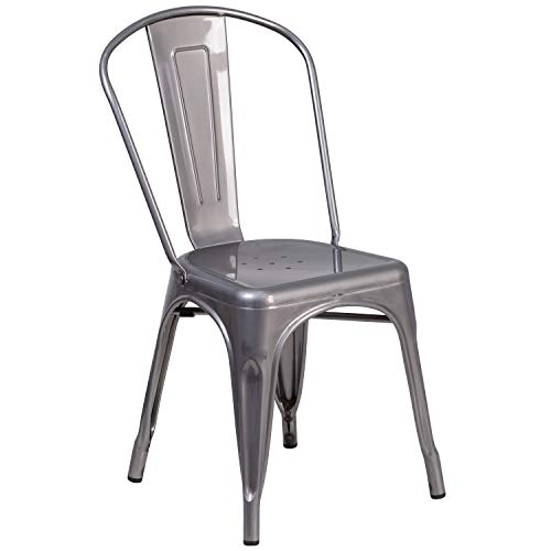 Flash Furniture Lincoln 4 Pack Clear Coated Metal Indoor Stackable Chair