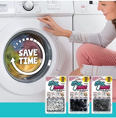 Black Sock Snaps, Sock Locks, Sock Clips for Washer and Dryer, Socks Organizer for Closet, Sock Keeper, Easy to Use Laundry Tool for Socks - 3 Pack Set, 8 Pairs per