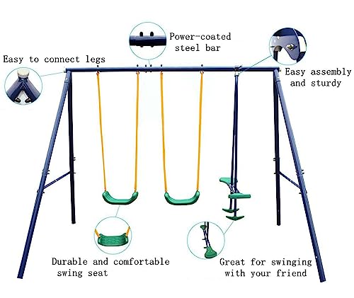 AOKUNG Outdoor Heavy-Duty Metal Swing Set for Kids