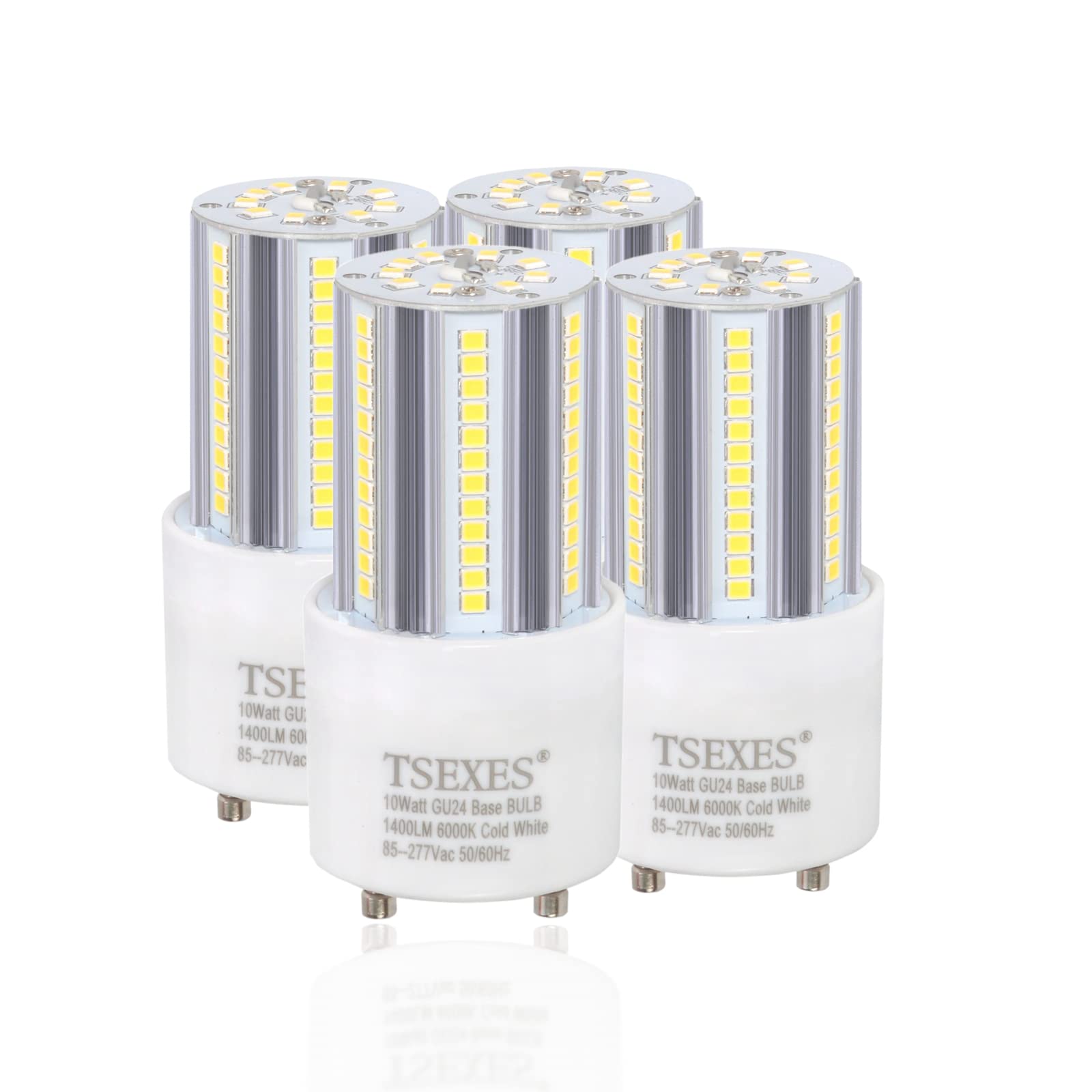 TSEXES Gu24 LED Light Bulb,10W Equivalent 100W,Gu24 Base,1400 Lumens,6000K Cool White,360 Degree Beam Angle,A19 CFL Replacement,4 Pack