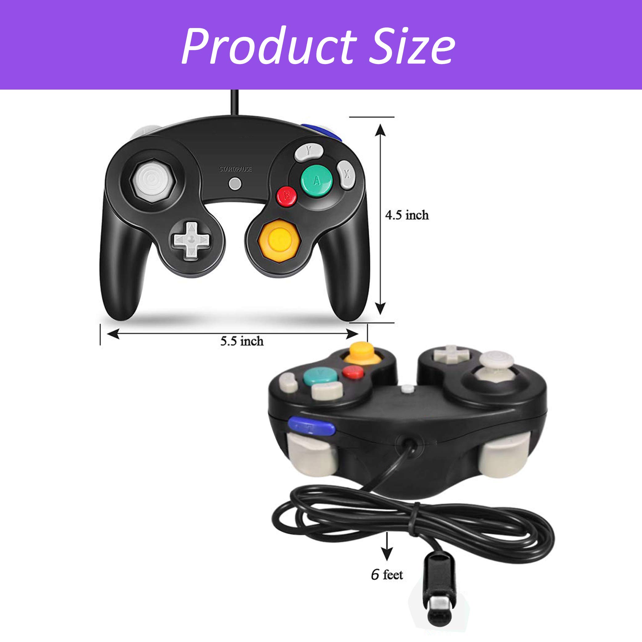 4 Controller for Gamecube, with 4 Extension Cords and a 4-Port Gamecube Adapter for Wii U/Switch/PC - Red & Blue
