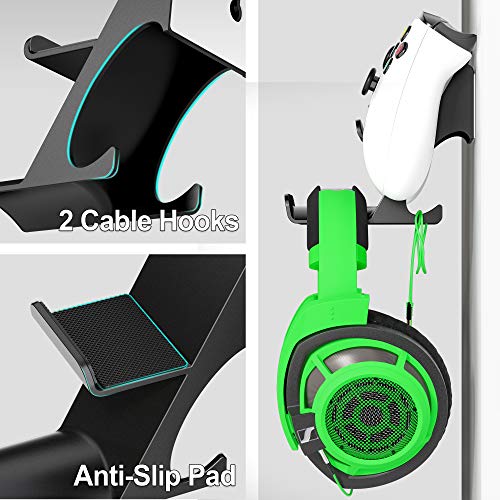 6amLifestyle [Latest Version] Controller and Headphone Holder Stand with Cord Holders for PS5 PS4 Xbox One Switch Pro Gamepad Controller Wall Mount Strong Adhesive/Screws, Shark 11 Pro