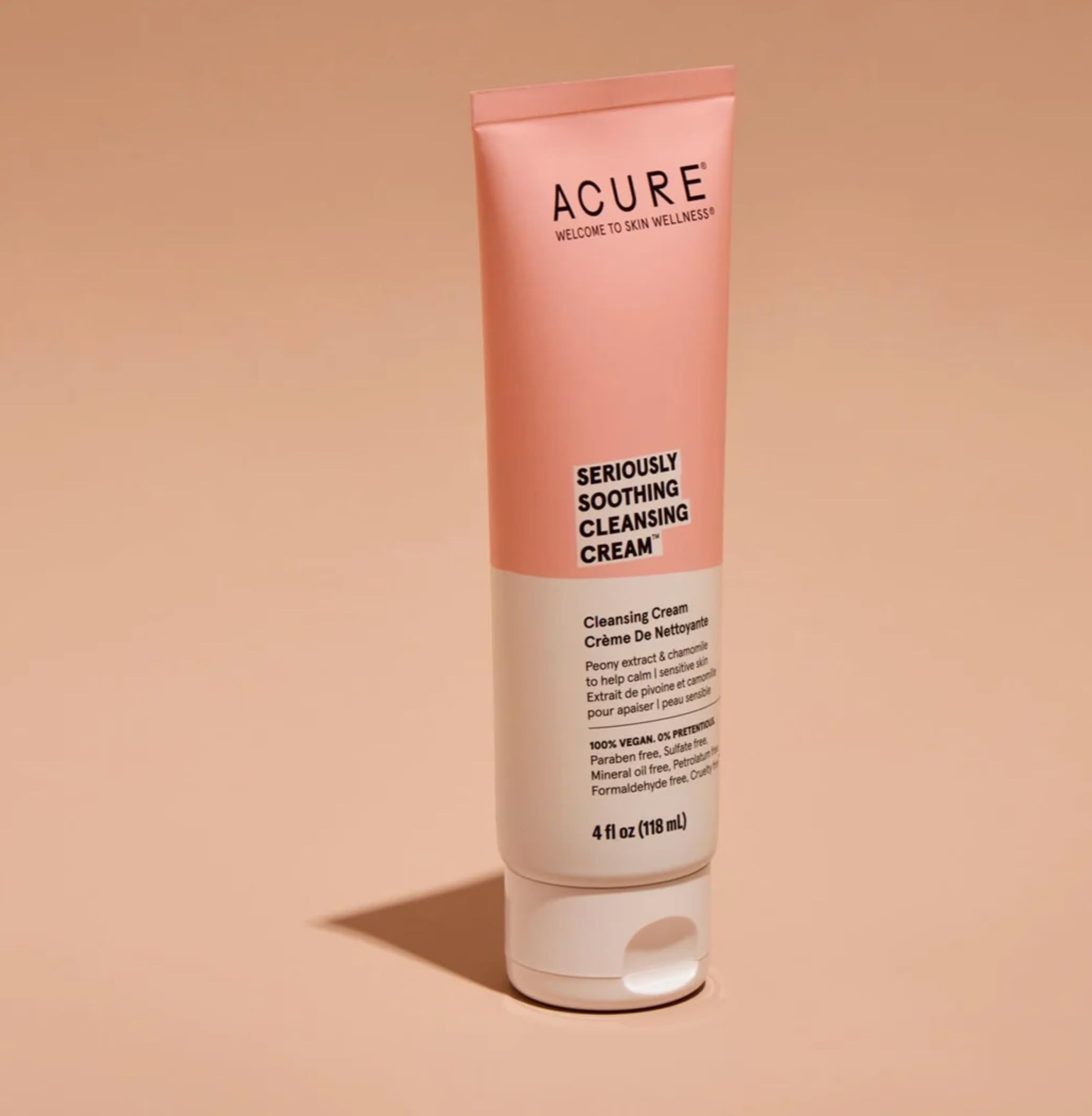 ACURE Seriously Soothing Cleansing Cream | 100% Vegan | For Dry to Sensitive Skin | Peony Extract & Chamomille - Soothes , Hydrates & Cleanses | 4 Fl Oz
