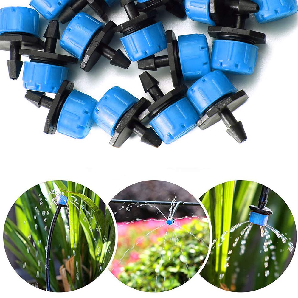 MSDADA Drip Irrigation Kit, 1/4" Blank Distribution Tubing Drip Irrigation System/DIY Plant Hose Automatic Irrigation Equipment Set for Garden, Greenhouse, Flower Bed, Patio, Lawn (Blue, 82ft)