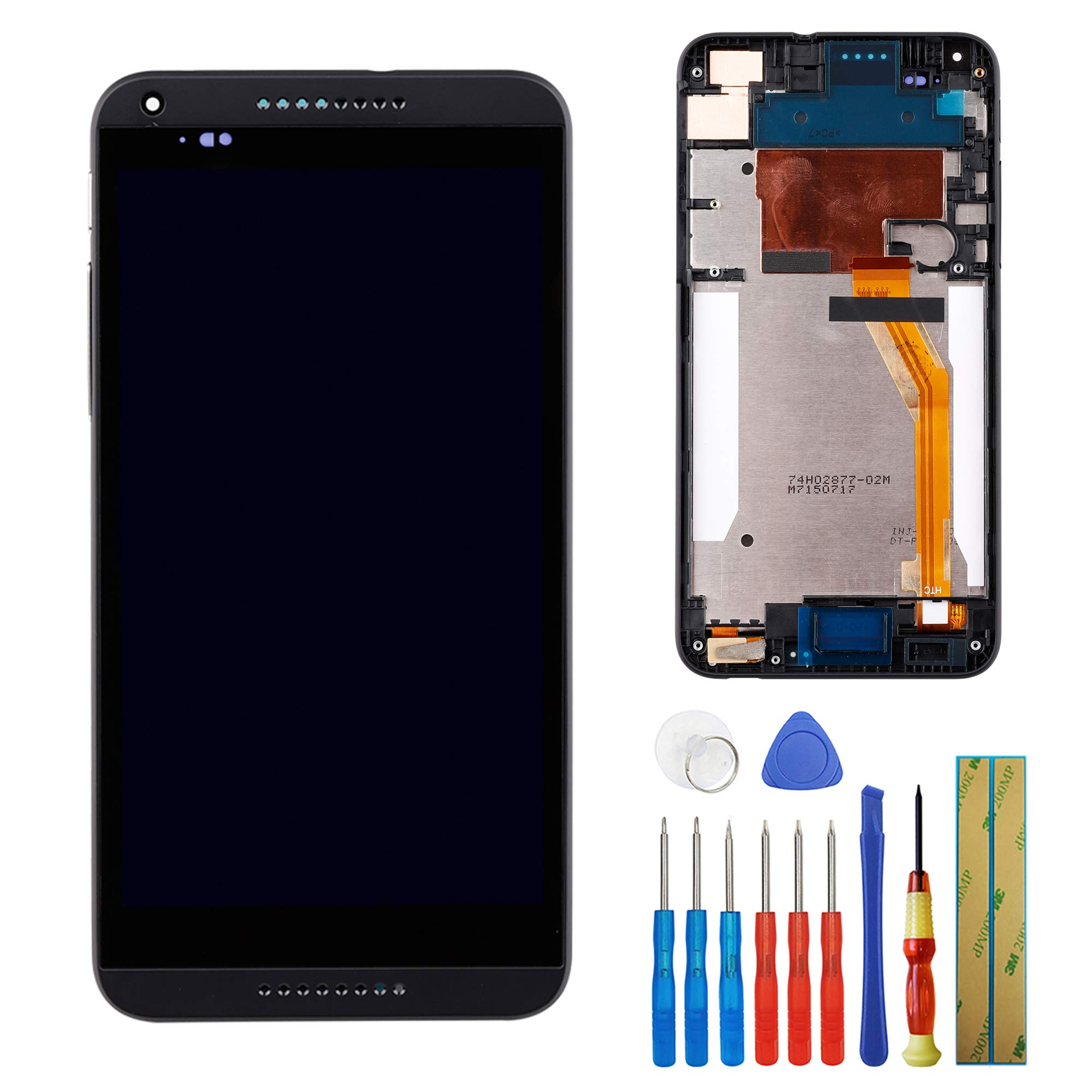 Melphyreal LCD Touch Screen Compatible with HTC Desire 816 D816 Replacement Display Assembly Black with Frame+ Tools