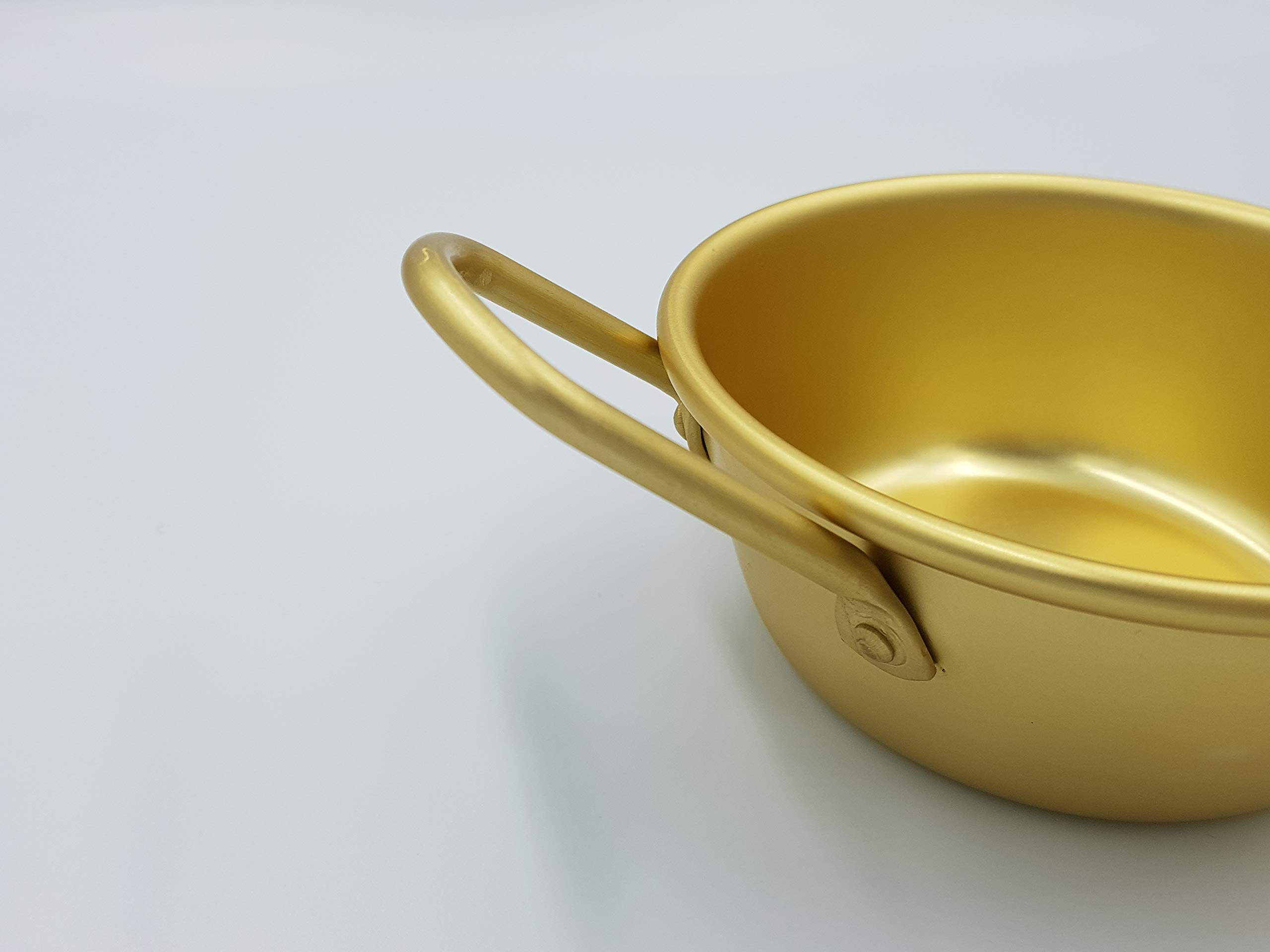 Abkitchen Korean Traditional Wine Bowls Korean Raw Rice Wine Hiking Soup Dish 4.7 inches 3 pcs Aluminum Yellow Made in Korea