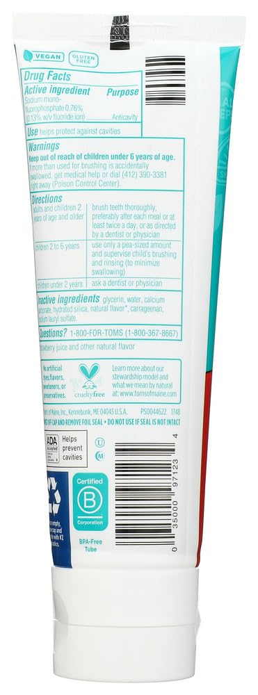Tom's of Maine Silly Strawberry Children's Anticavity Toothpaste, 5.1 Ounce