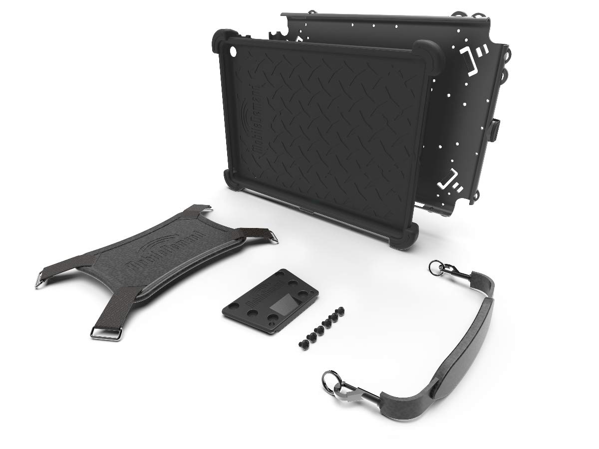 MobileDemand Ultra Rugged Case for iPad 10.2 – Briefcase Handle, Back Hand Strap – Lightning Port Cover – Shock Absorbing Rubber Bumpers, Fully Protective Case – Black – Heavy Duty Tablet Case