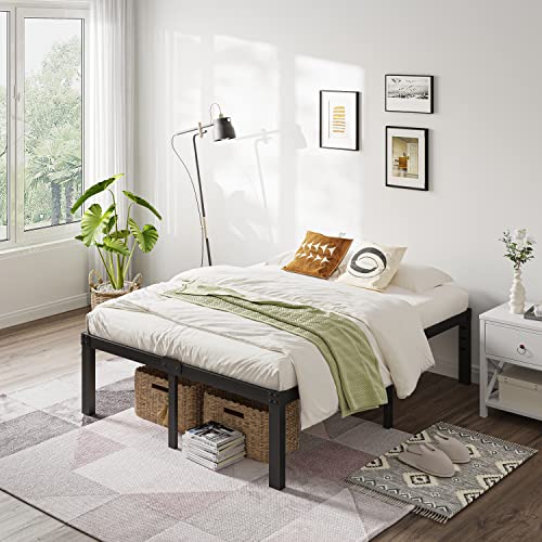 Gdduck 18 Inch Queen Size Bed Frame Platform Metal Bed Frame with Storage，Sturdy Steel Frame No Box Spring Needed,Black Frame Heavy Duty Noise-Free,Easy Assembly，Support up to 3500lbs