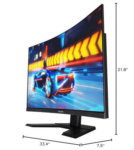 GIGABYTE G32QC 32" 165Hz 1440P Curved Gaming Monitor, 2560 x 1440 VA 1500R , 1ms (MPRT) Response Time, 94% DCI-P3, VESA Display HDR400, FreeSync Premium Pro